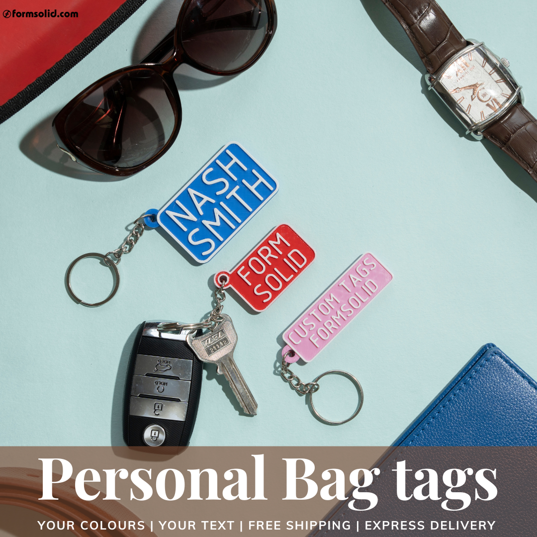 Personalized name & travel tag PACK of 3 in you colors and text – FormSolid