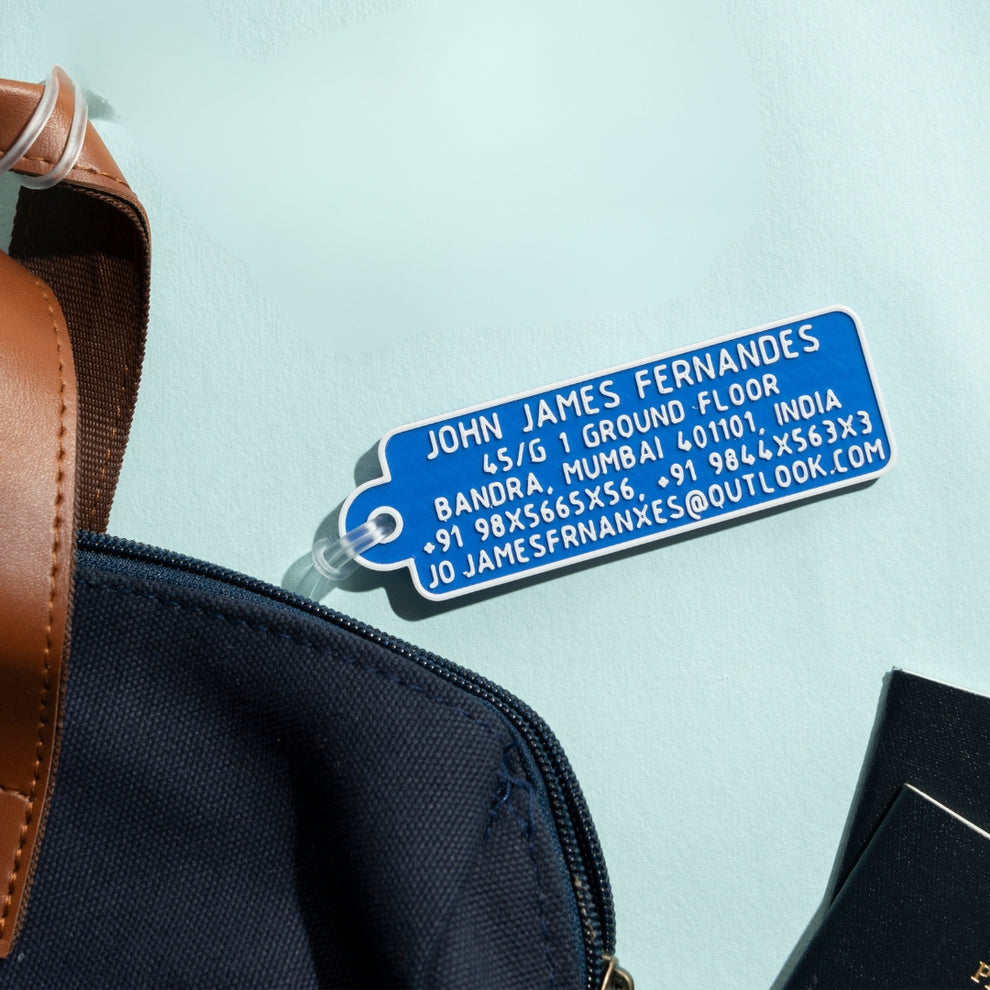 Personal embossed Luggage Tags with your colors and text – FormSolid
