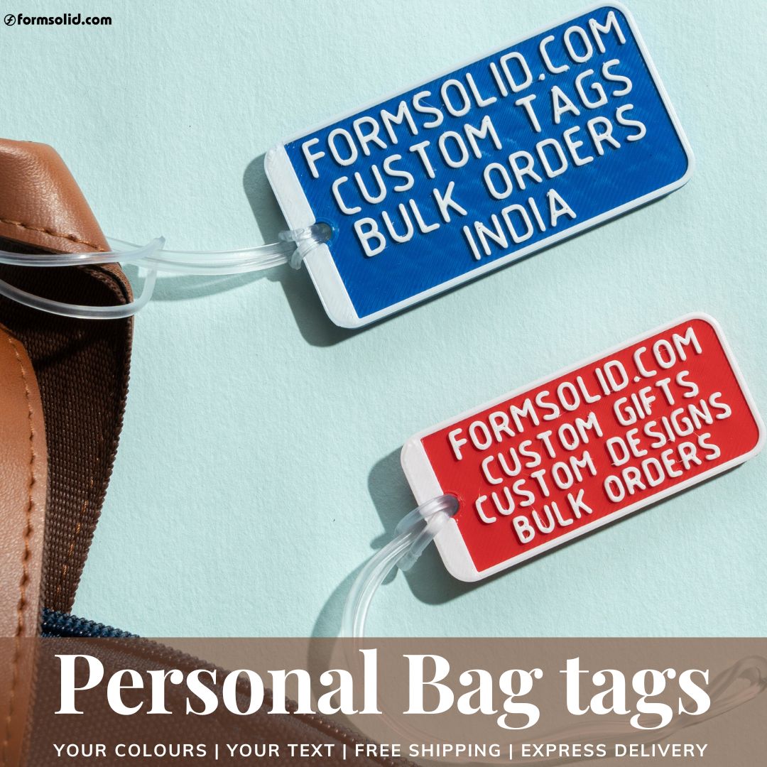 Customized name bag tags PACK of 3 your colors and text – FormSolid