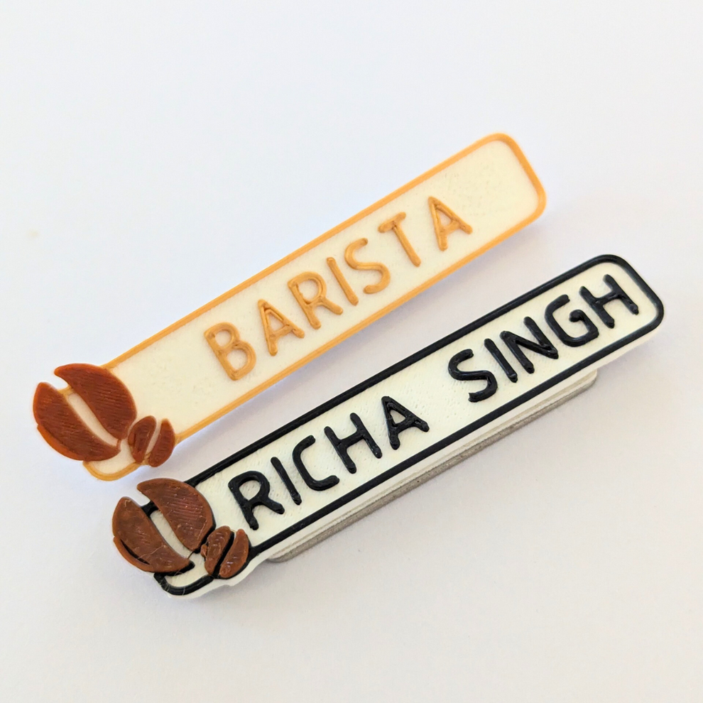 Coffee Cafe name tag badge pin or magnet – FormSolid